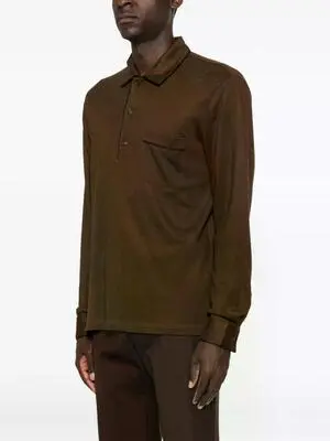 TOM FORD Long-sleeve Piqué Polo Shirt
