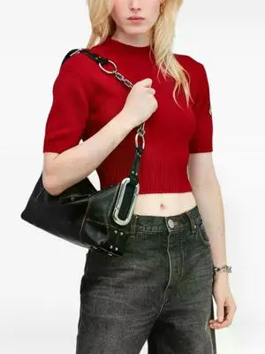 Marc Jacobs Scene Medium Shoulder Bag In Studded Distressed Leather - Black