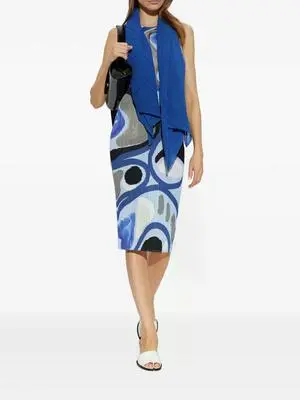 Issey Miyake Midi Rool Abstract-print Pleated Dress - Blue