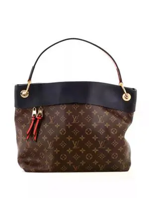 LOUIS VUITTON Tuileries Monogram Canvas With Leather Hobo Bag - Black
