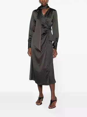 Imperial Satin-finish Wrap Midi Dress