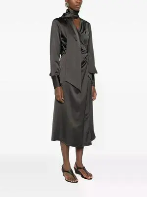 Imperial Satin-finish Wrap Midi Dress