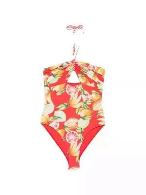 Farm Rio Fruit-print Cutout Swimsuit - Orange