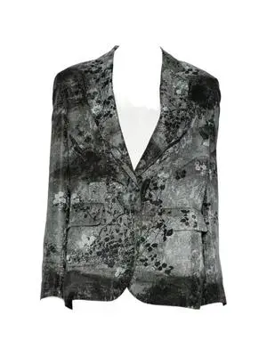 PIERRE-LOUIS MASCIA Floral-print Single-breasted Blazer - Grey