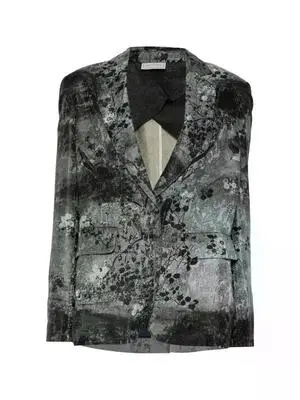 PIERRE-LOUIS MASCIA Floral Print Single Breasted Blazer - Grey
