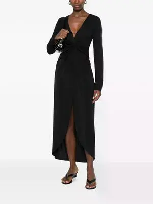 Imperial Twist-detail V-neck Midi Dress