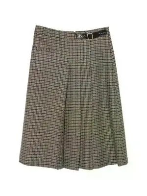 Seventy Checked Buckled-strap Midi Skirt - Brown