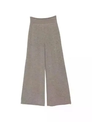 VANISE Cashmere Knitted High-waisted Palazzo Pants - Neutrals