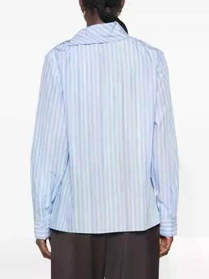 TRAME AUREE Nina Striped Asymmetric-collar Shirt