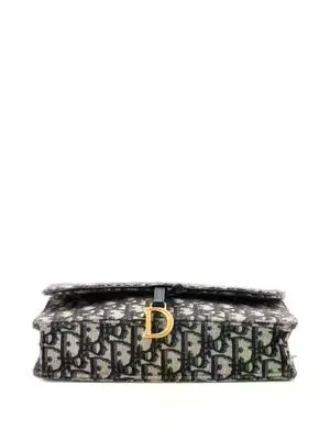 Dior Saddle Chain Oblique Canvas Clutch Bag