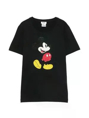 Liu Jo Disney Mickey Mouse Rhinestone-embellished T-shirt - Black