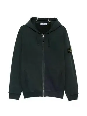 Stone Island Logo-patch Zip-up Hoodie - Green