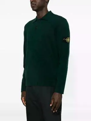 Stone Island Compass-patch Collared Sweater - Green