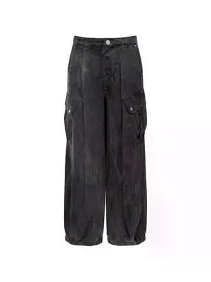 Pinko Washed-effect Cargo Pants - Black