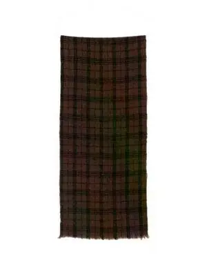 Destin Check-pattern Frayed Scarf - Brown
