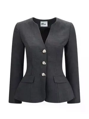 SELF-PORTRAIT Wool Collarless Jacket - Grey