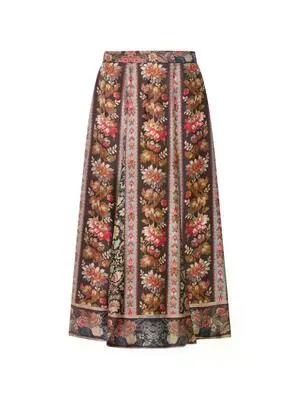 PIERRE-LOUIS MASCIA Aloe Floral-print Midi Skirt - Brown