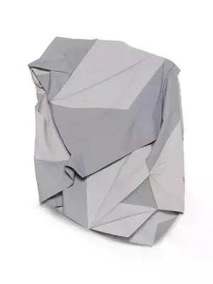 Issey Miyake Origami-pleated Geometric-print Top - Grey