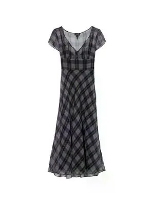 Marc Jacobs Plaid Chiffon Midi Dress - Purple