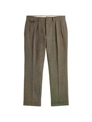 Ralph Lauren Herringbone-pattern Pleated Trousers - Brown