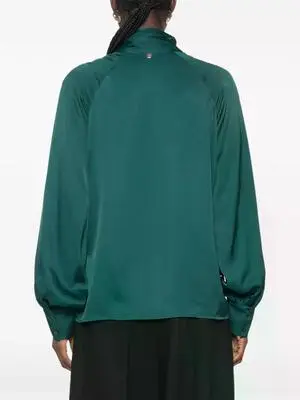 Liu Jo Pussy-bow Raglan-sleeve Blouse - Green