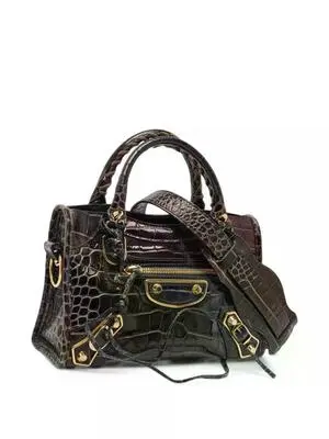 Balenciaga Mini City Crocodile-embossed Tote Bag