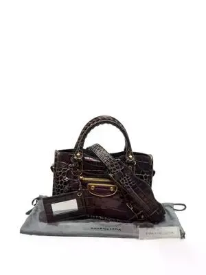 Balenciaga Mini City Crocodile-embossed Tote Bag