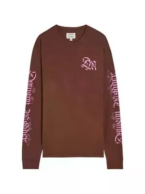 DAMSON MADDER Logo-print Long-sleeves T-shirt - Brown