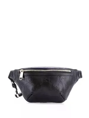 Gucci Gg Embossed Perforated Leather Small Belt Bag - Black