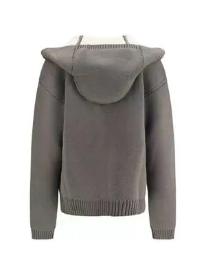 Rick Owens Tower Hoodie In Dust/natural Reversible Wool - Grey