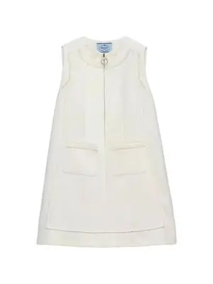 Prada Embroidered Natté-fabric Mini Dress - White