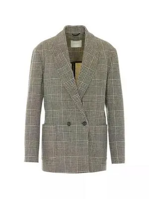 CIRCOLO 1901 Check Motif Double-breasted Jacket - Neutrals