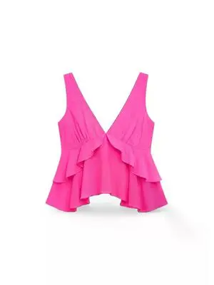 FLEUR DU MAL Ruffled Silk Top - Pink