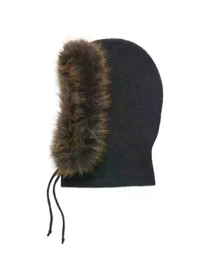 Marc Jacobs Faux Fur Trim Balaclava - Grey