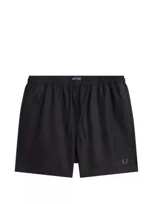 Fred Perry Logo-embroidered Drawstring Swim Shorts - Black