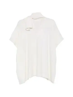 LISA YANG Short-sleeve Cowl-neck Sweater - Neutrals