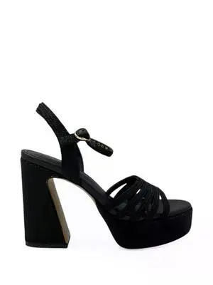 EMANUELLE VEE Giunone Raffia Platform Sandals - Black