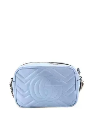 Gucci Gg Marmont Shoulder Bag Matelasse Leather Mini Crossbody Bag - Blue