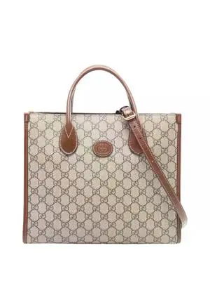 Gucci 2016-2026 Small Gg Supreme Interlocking G Tote Satchel - Neutrals