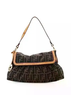 Fendi Chef Flap Bag Zucca Canvas Small Shoulder Bag - Brown