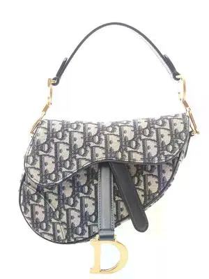 Dior 2010-2026 Mini Oblique Canvas Saddle Bag Satchel - Blue