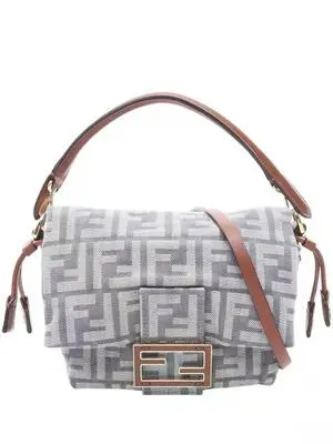 Fendi 2010-2026 Zucca Canvas Mamma Baguette Satchel - Blue