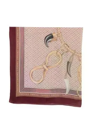 TWINSET Monogram-print Logo-border Scarf - Neutrals