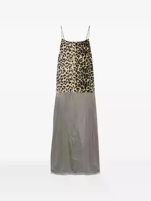 Munthe Leopard-print Lace-trim Dress - Grey