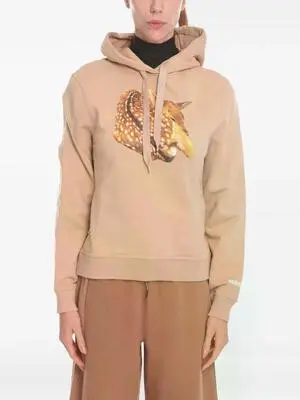 Burberry Brushed-cotton Poulter Deer Hoodie - Neutrals
