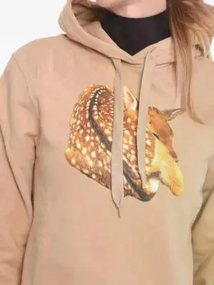 Burberry Brushed-cotton Poulter Deer Hoodie - Neutrals