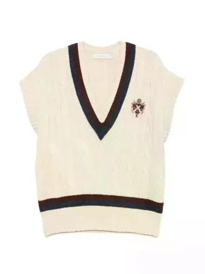 Zimmermann Cable-knit Embroidered Vest - Neutrals