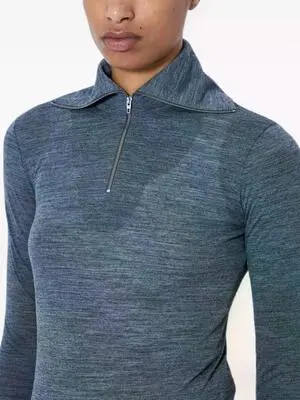 JIL SANDER Fine-knit Quarter-zip Polo Top