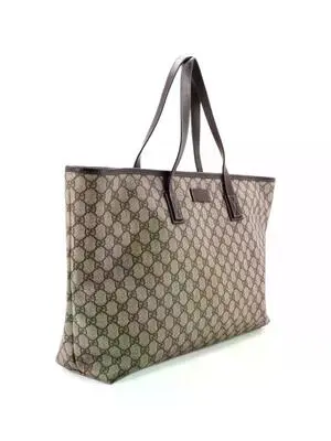 Gucci Plus Gg Coated Canvas With Leather Large Tote Bag
