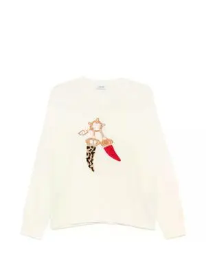 Liu Jo Crystal-embellished Graphic-print Wool Sweater - Neutrals